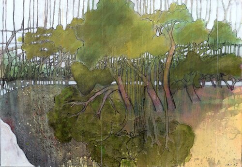 HERBST-WALD AM WEISSEN GEWÄSSER 4 by Skadi Engeln (2025) : Painting Oil ...