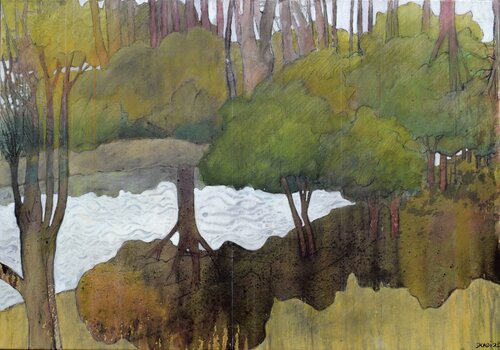 HERBST-WALD AM WEISSEN GEWÄSSER 4 by Skadi Engeln (2025) : Painting Oil ...