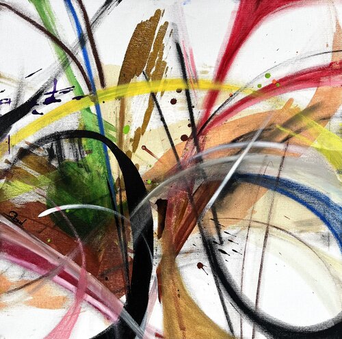 Time shrinks by Maria Esmar (2024) : Painting Acrylic, Oil Pastel on Canvas - Singulart