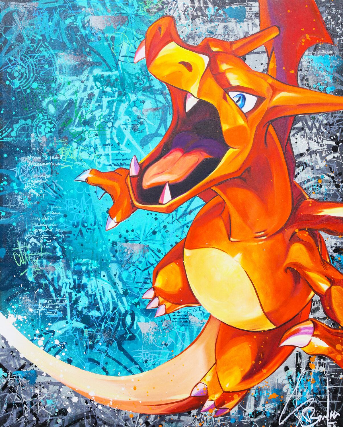 CHARIZARD ART by Vincent Bardou (2023) : Painting Acrylic, Oil on ...