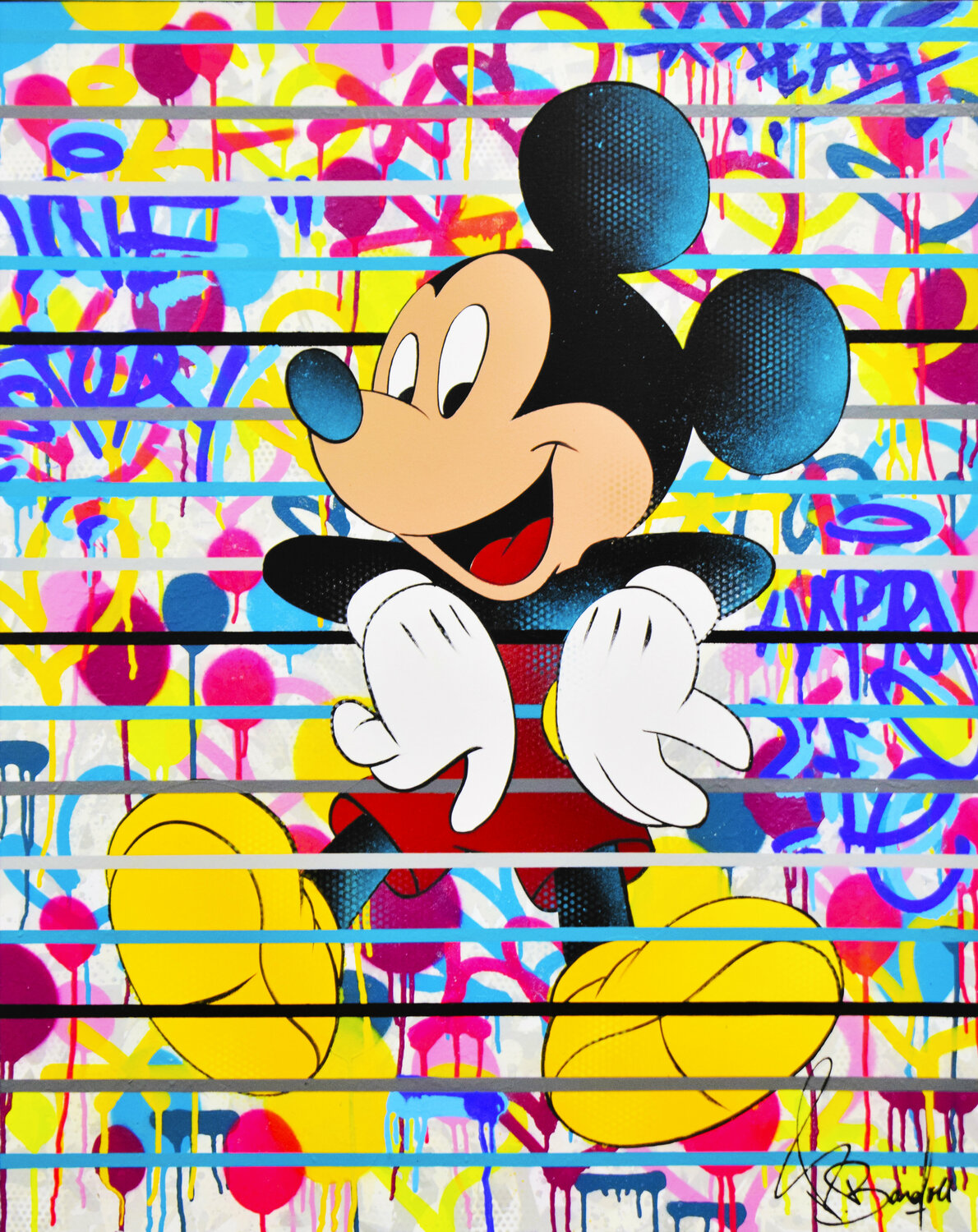MICKEY HAPPY by Vincent Bardou (2021) : Painting Acrylic, Oil on Canvas ...