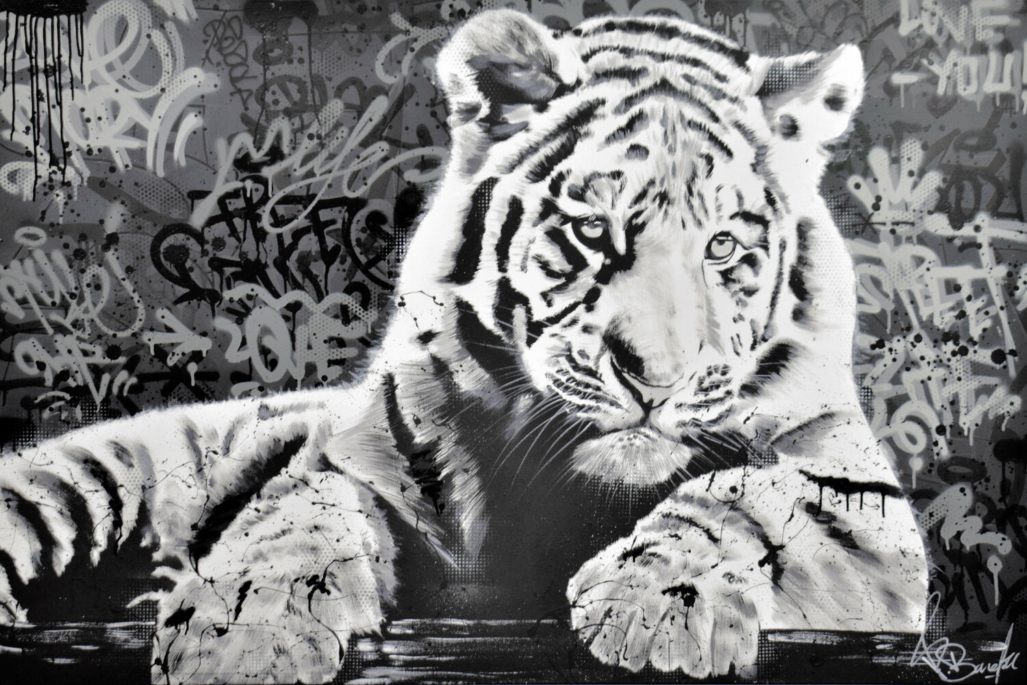 GRAFFITI TIGER by Vincent Bardou (2021) : Painting Acrylic, Pencil on ...