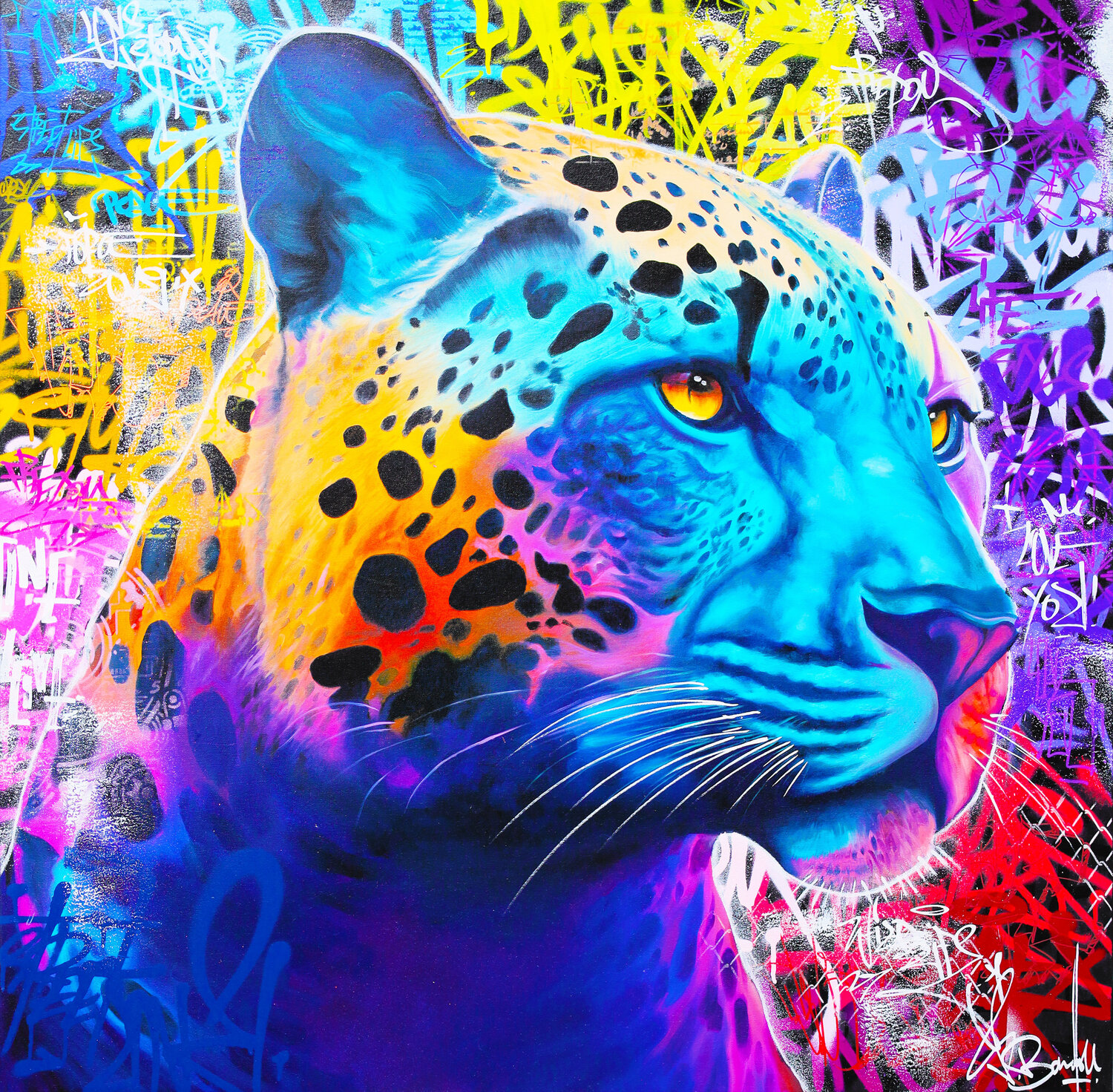 PANTHER STREET ART by Vincent Bardou (2023) : Painting Acrylic, Oil on Canvas - Singulart