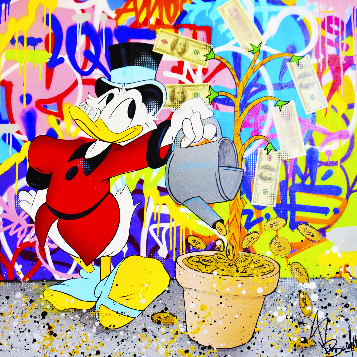 PICSOU MONEY MONEY by Vincent Bardou (2020) : Painting Acrylic, Collage ...