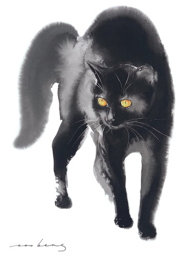 Dream Cat by Soo Beng Lim (2023) : Drawing India Ink on Paper - SINGULART