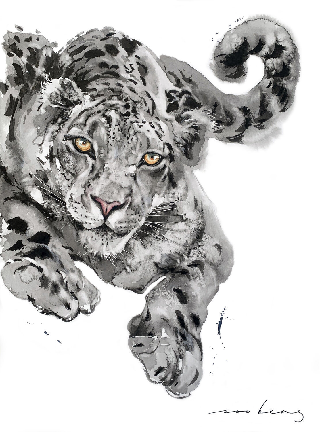 Leopard Spot (SOLD) by Soo Beng Lim (2022) : Drawing India Ink on Paper ...