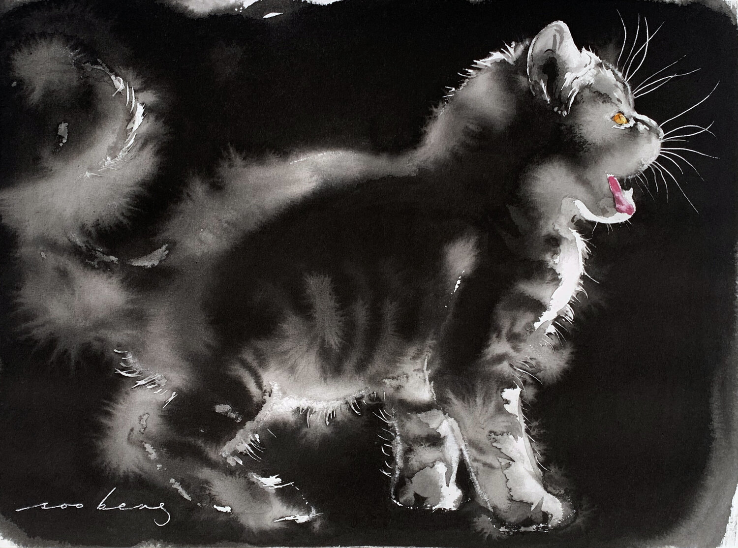 Kitty Radiance by Soo Beng Lim (2023) : Drawing India Ink on Paper ...