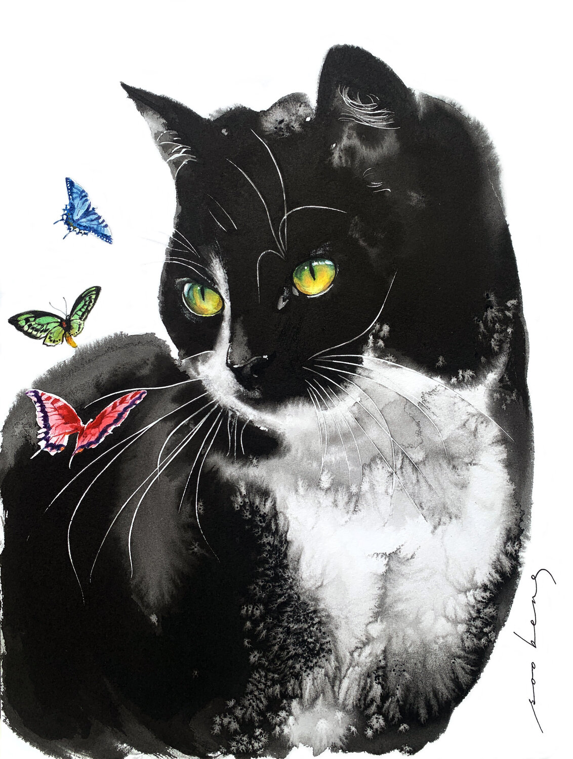 Silent Observer by Soo Beng Lim (2025) : Drawing India Ink on Paper - Singulart