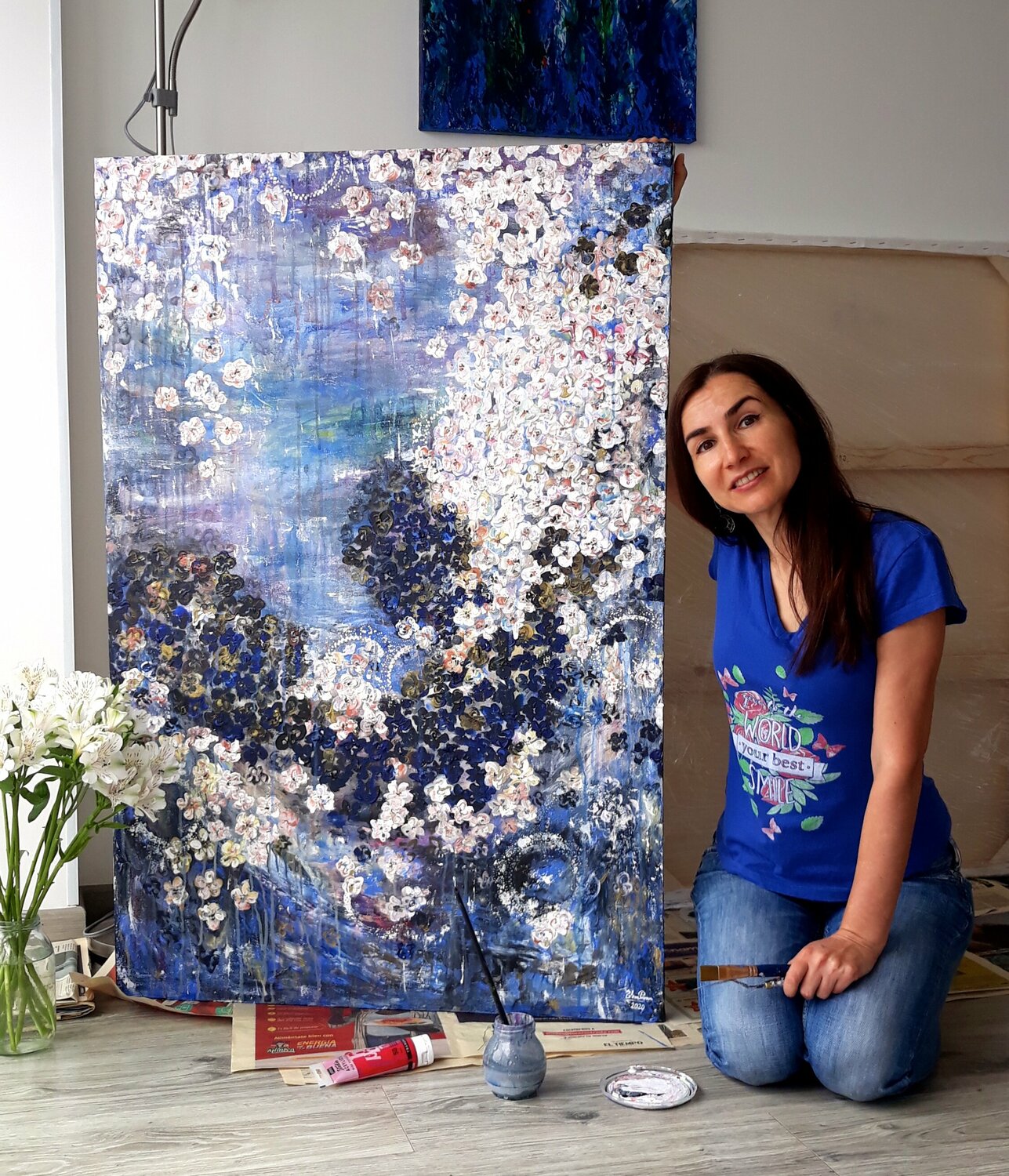 Cherry blossoms by Elena Parau (2020) : Painting Acrylic, Pastel on ...