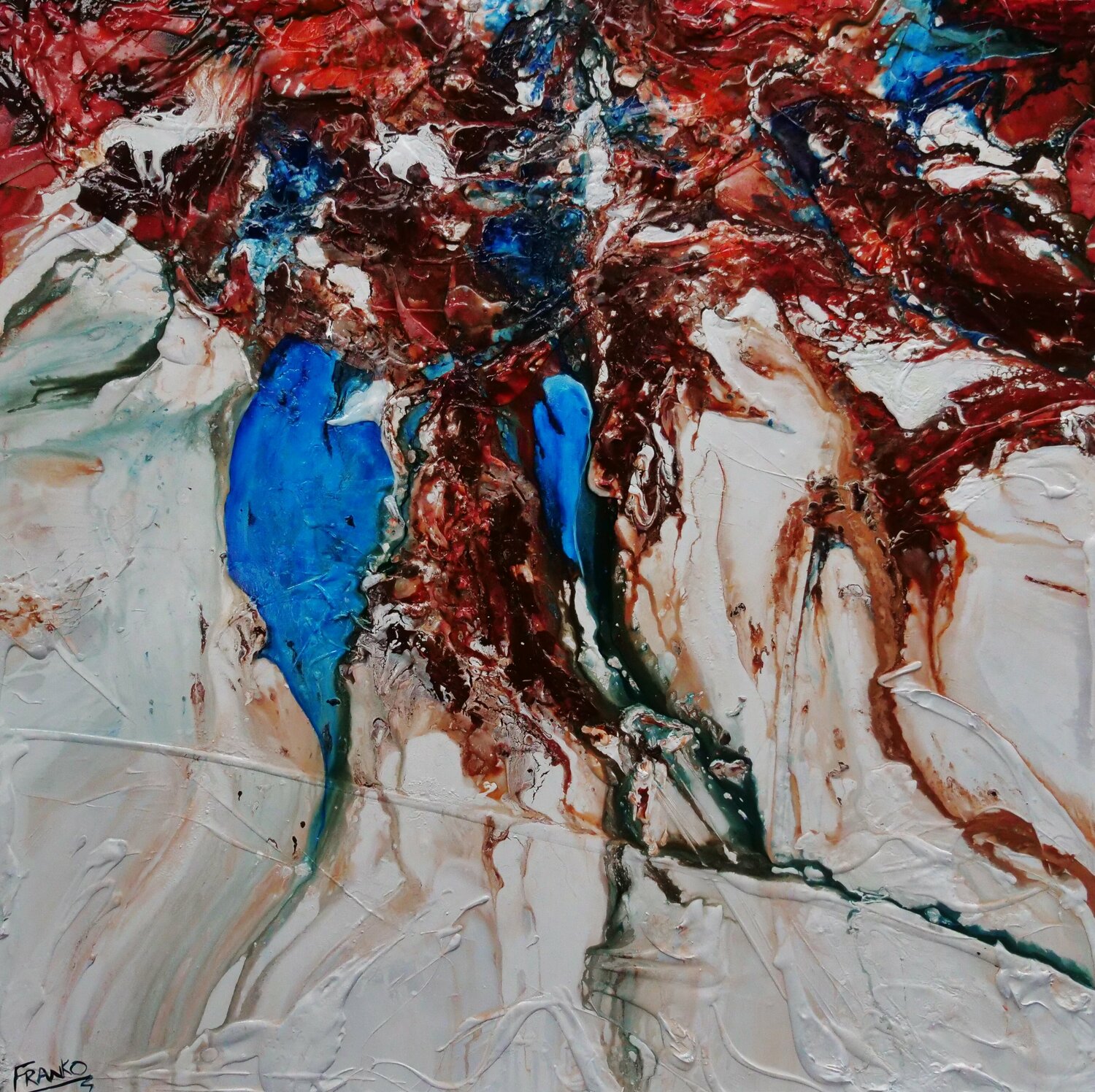 Dual Blue Atol 150cm x 150cm by Franko (2020) : Painting Acrylic, Oil ...