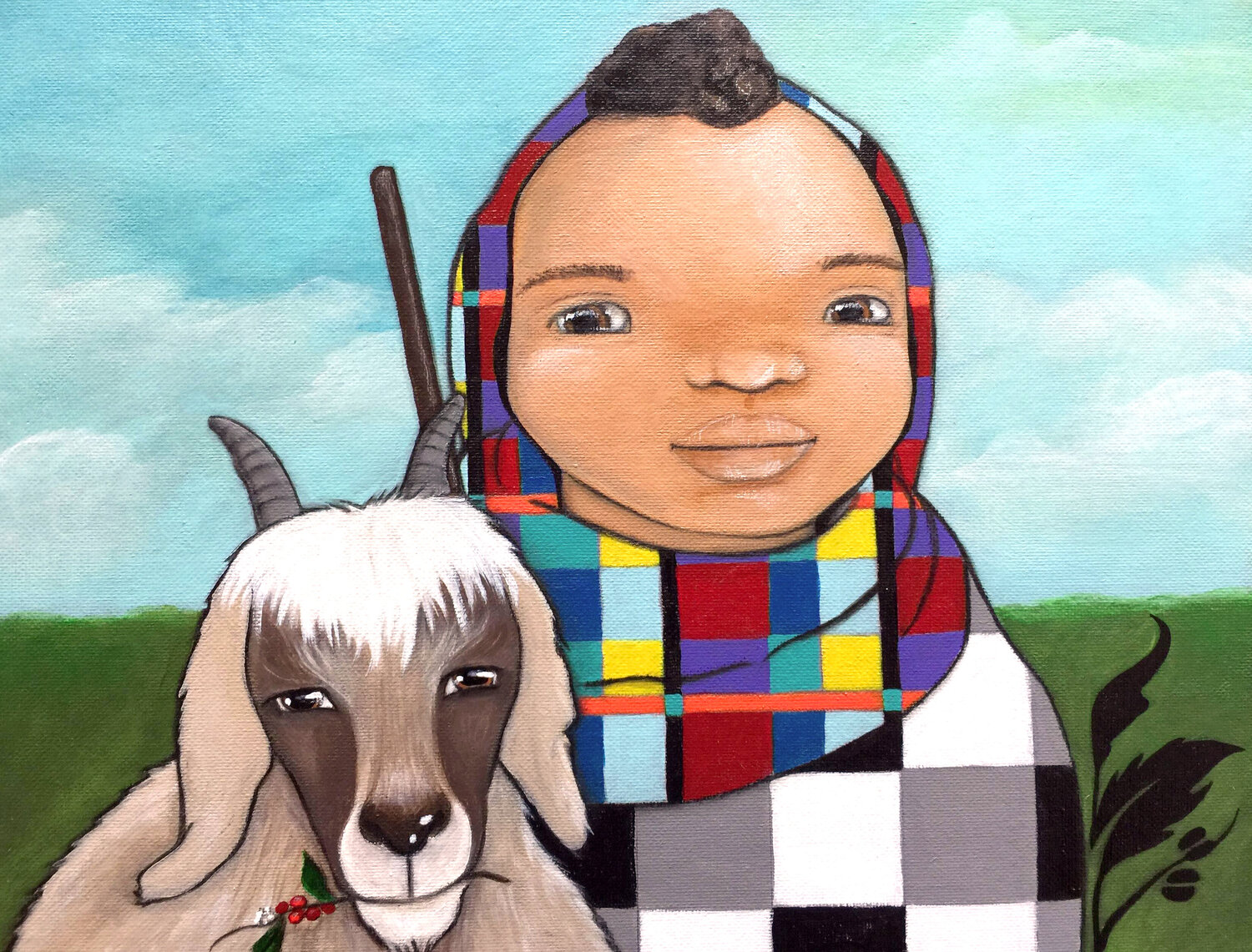 Kaldi and a Goat by Ilaamen Pelshaw (2017) : Painting Acrylic, Graphite ...