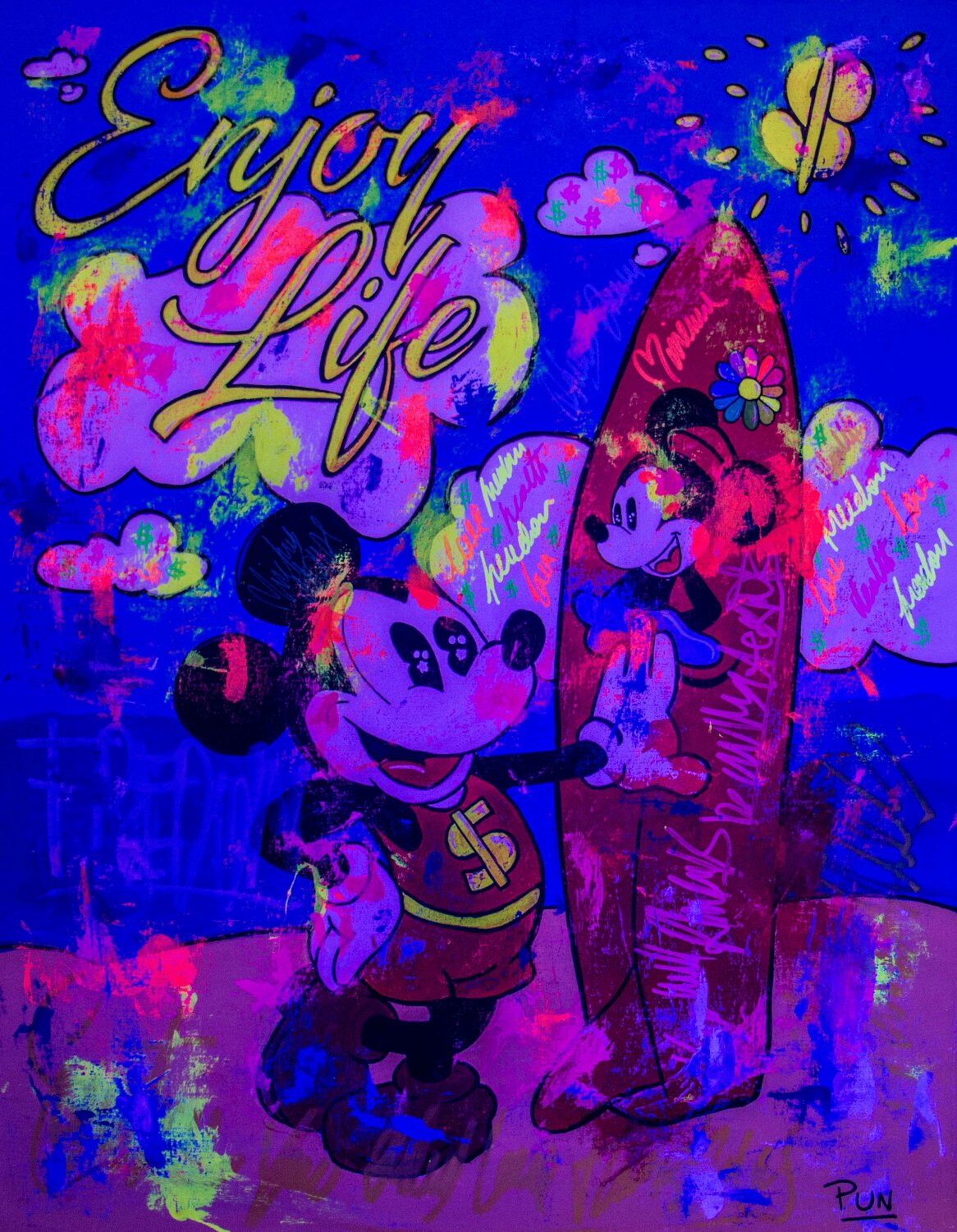 Enjoy ft. Mickey Mouse and Minnie Mouse by Carlos Pun (2021) : Painting ...