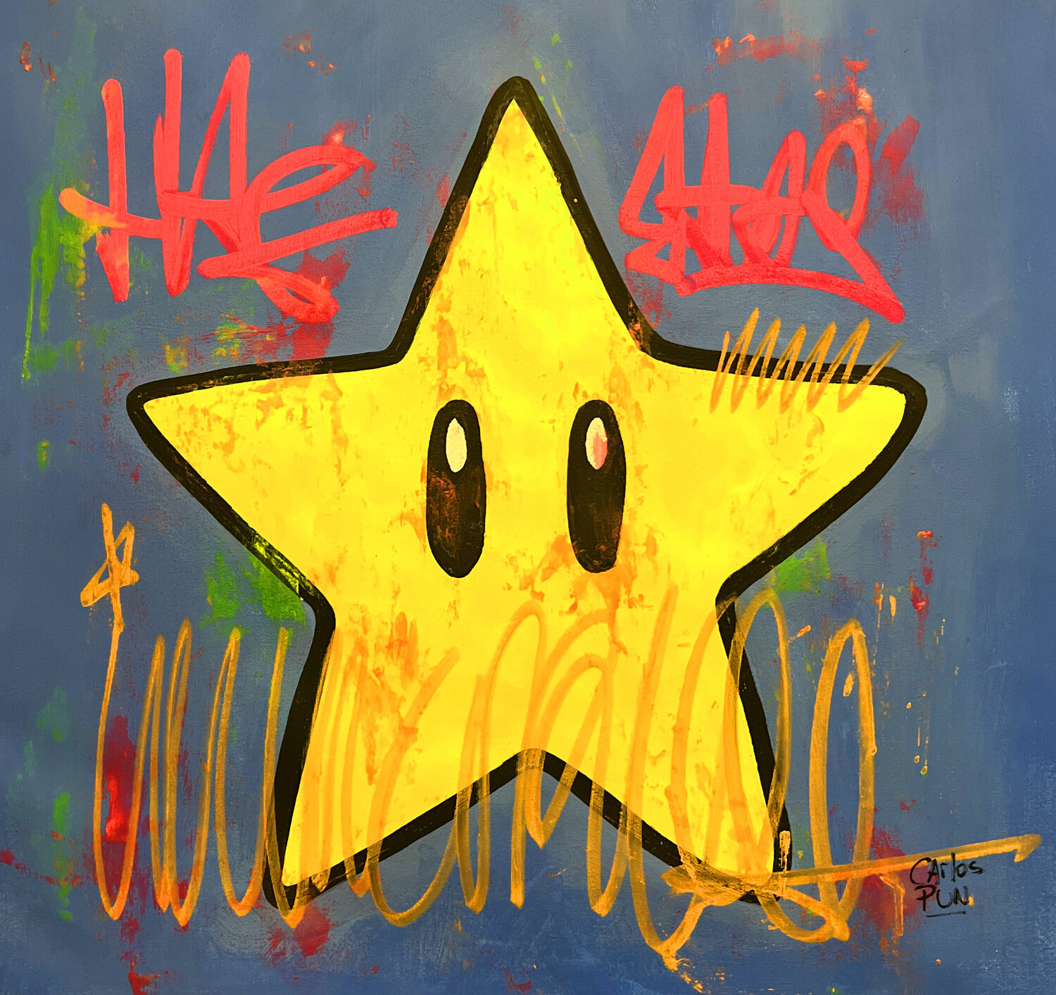The Invincible star Mario Bros by Carlos Pun (2023) : Painting Acrylic, Graffiti on Canvas ...