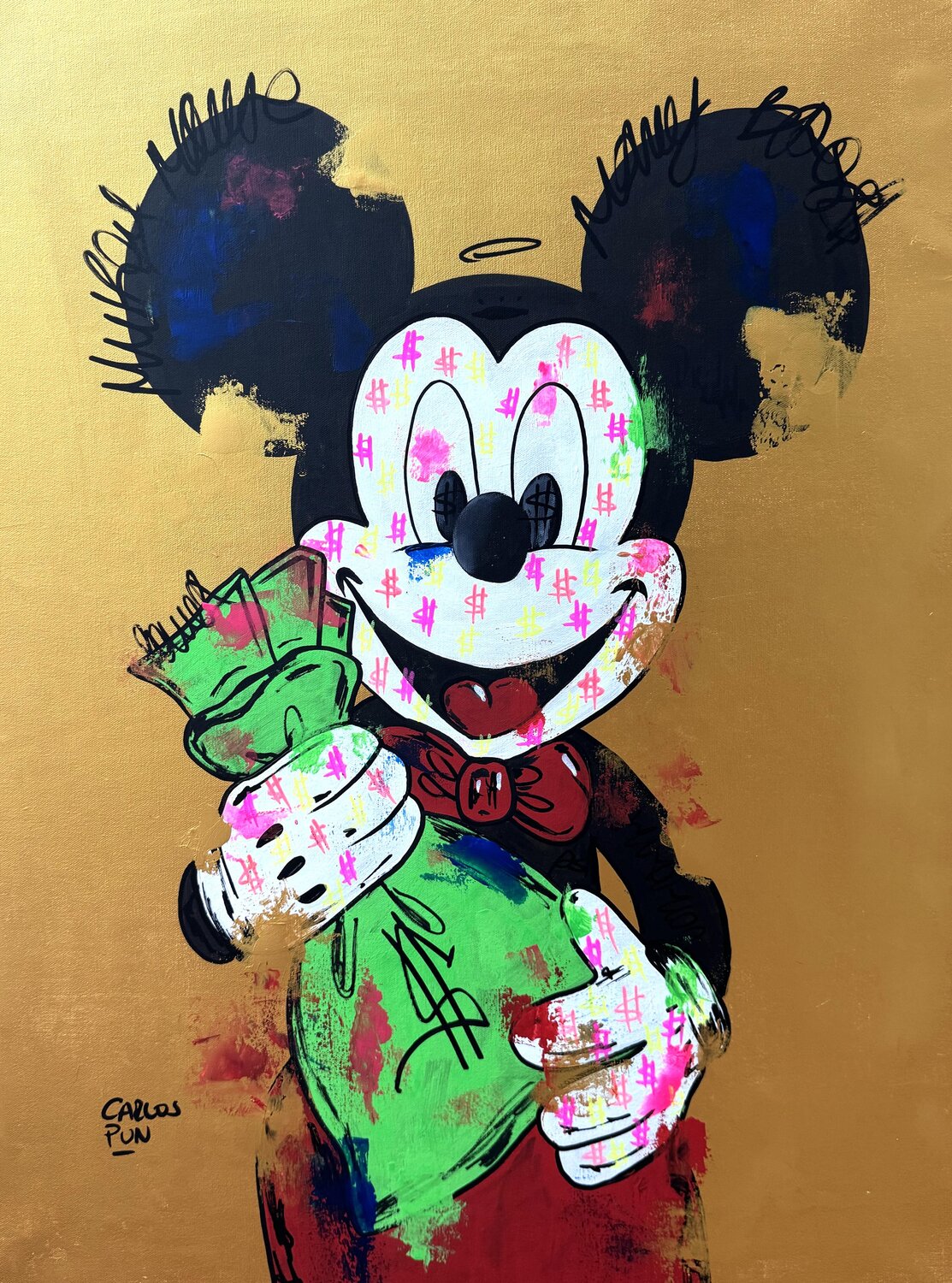 Mickey Mouse front pose holding the bag of money by Carlos Pun (2024 ...
