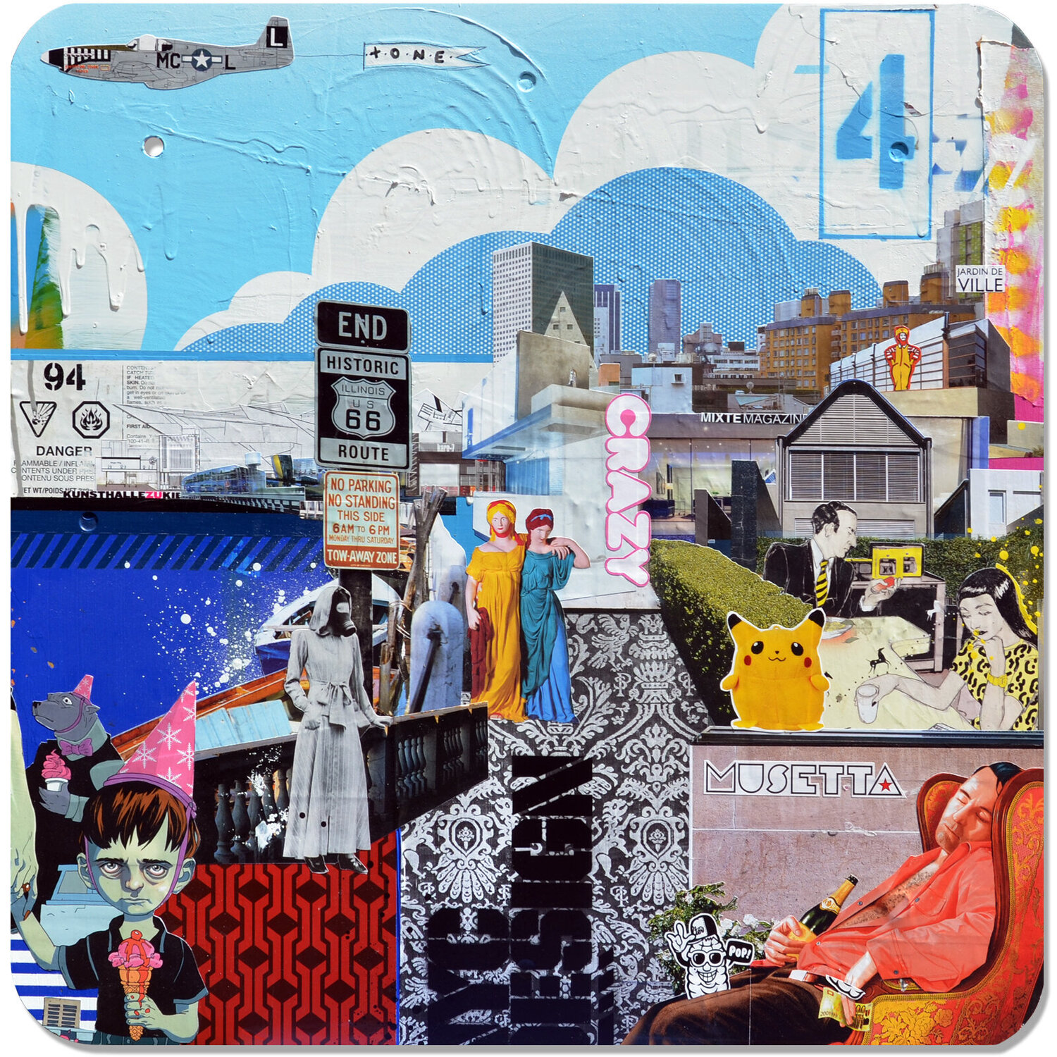 CORNETS À LA FRAISE by Tone (2023) : Painting Acrylic, Collage on Metal ...