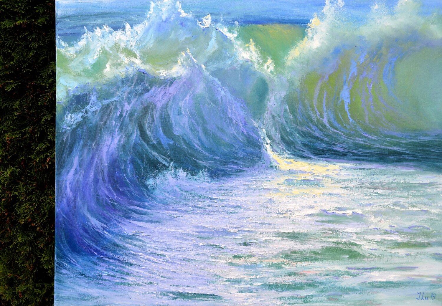 Cascading Waves of the Caribbean by Elena Lukina (2019) : Painting Oil ...