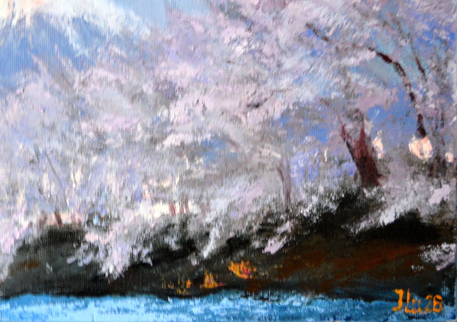 Purple Twilight over Fuji by Elena Lukina (2026) : Painting Oil on ...