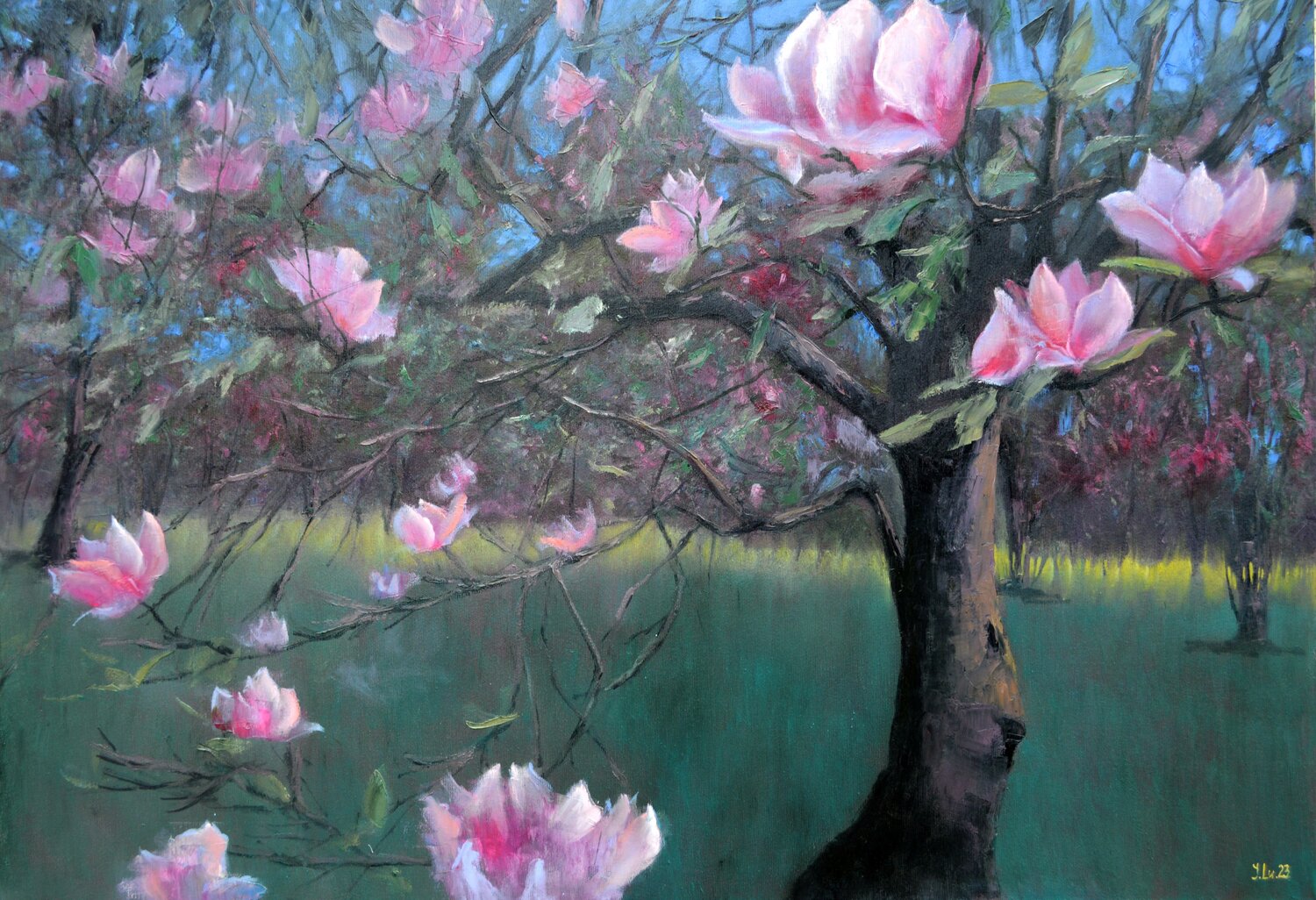 Magnolia in bloom de Elena Lukina (2023): Pintura Óleo en Lienzo ...