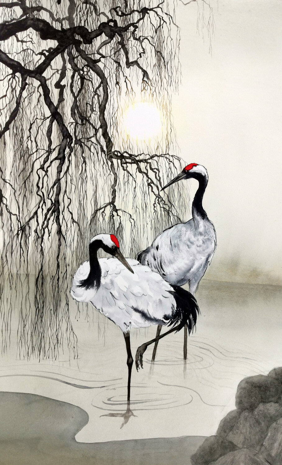 Red Crowned Crane Drawings