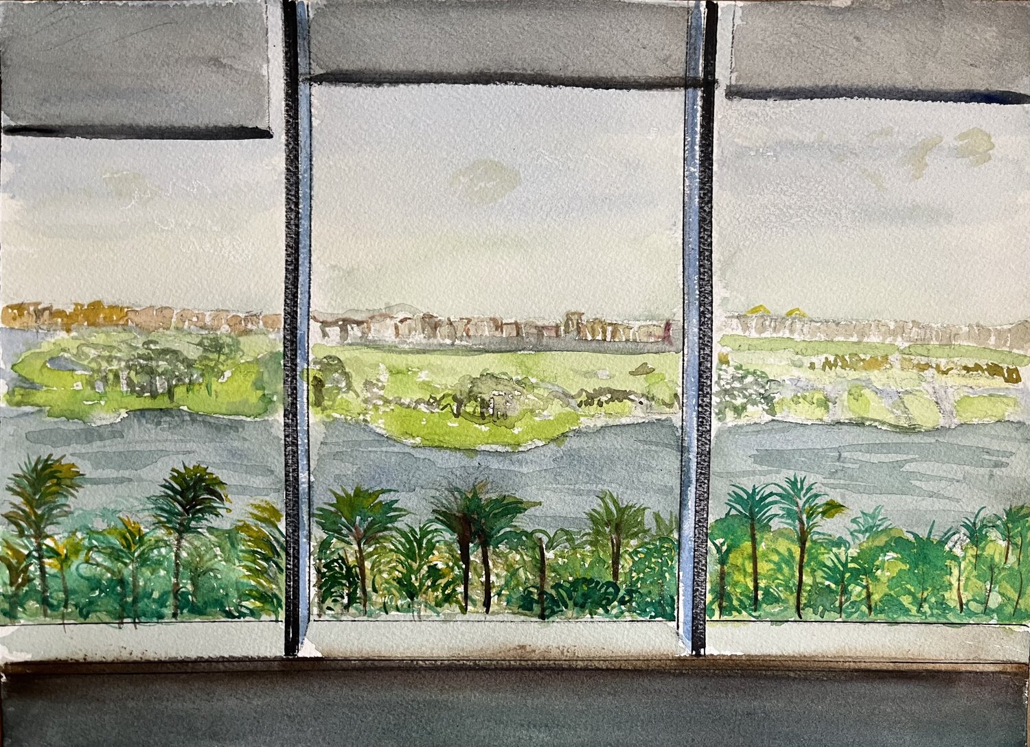 The View from My Office de Dalia Atteya (2023): Obra en papel Acuarela ...