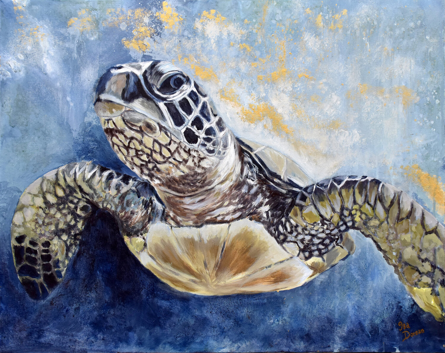 Green Turtle by Isa Dorean (2022) : Painting Acrylic on Canvas - Singulart