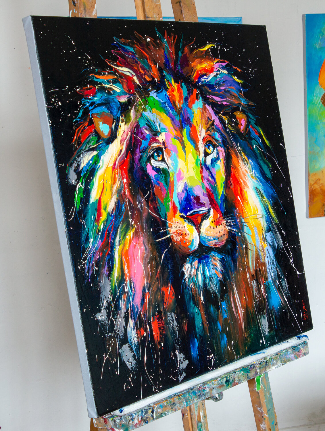 Colorful Lion Majesty von Liubov Kuptsova (2024): Malerei Öl auf ...