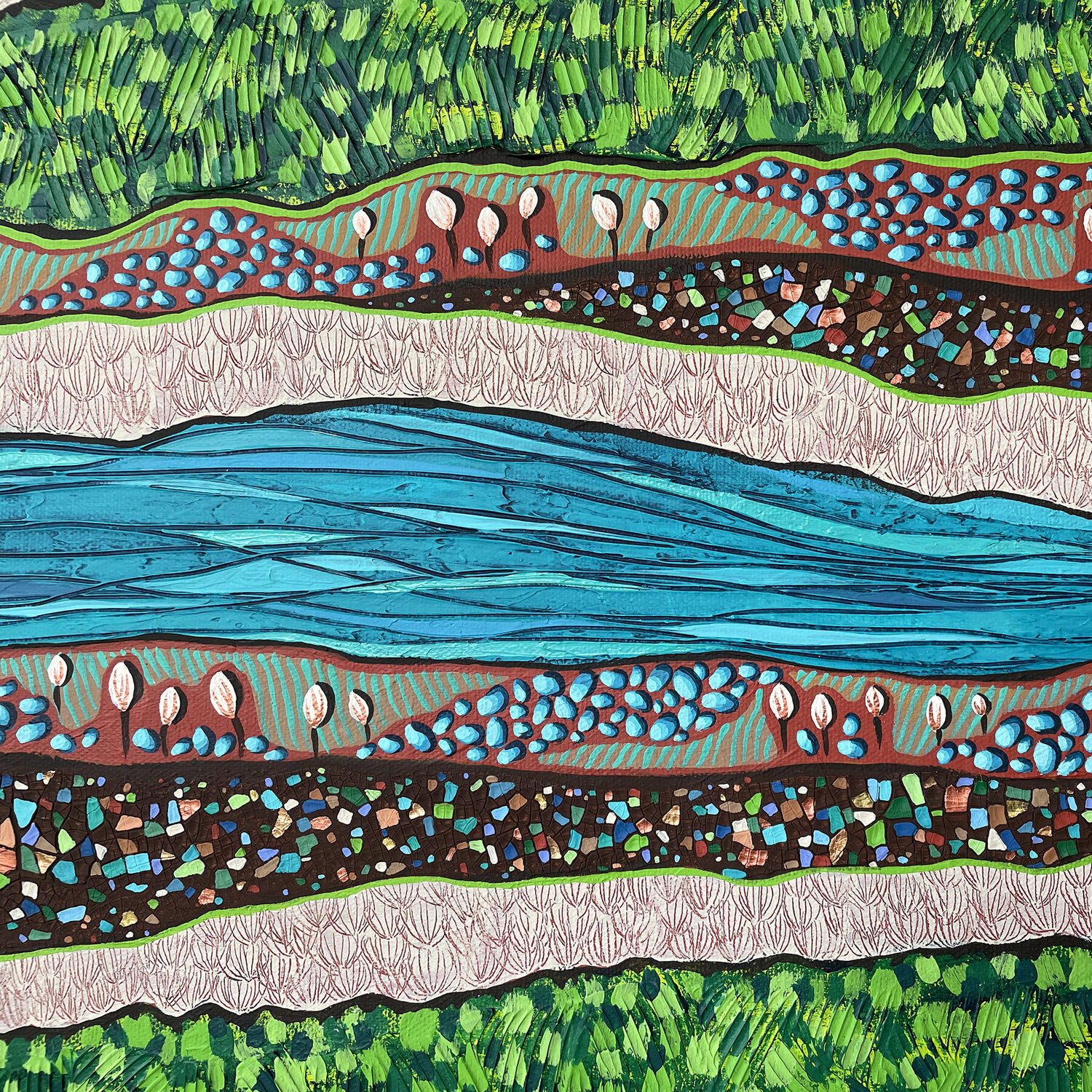 Tiny Town On The Ridge von Lisa Frances Judd (2023): Malerei Acryl auf ...