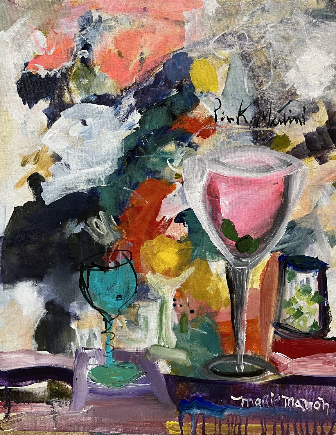 Pink Martini von Marie Manon Corbeil (2022): Malerei Acryl, Kohle auf ...