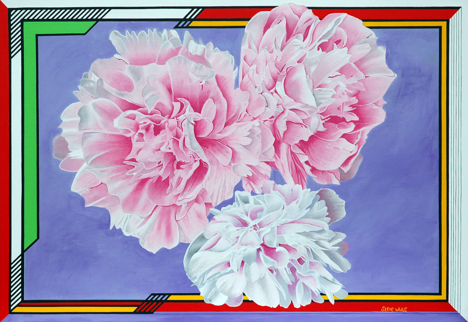 Three Peonies In a Complicated Frame by Steve White (2023) : Painting ...