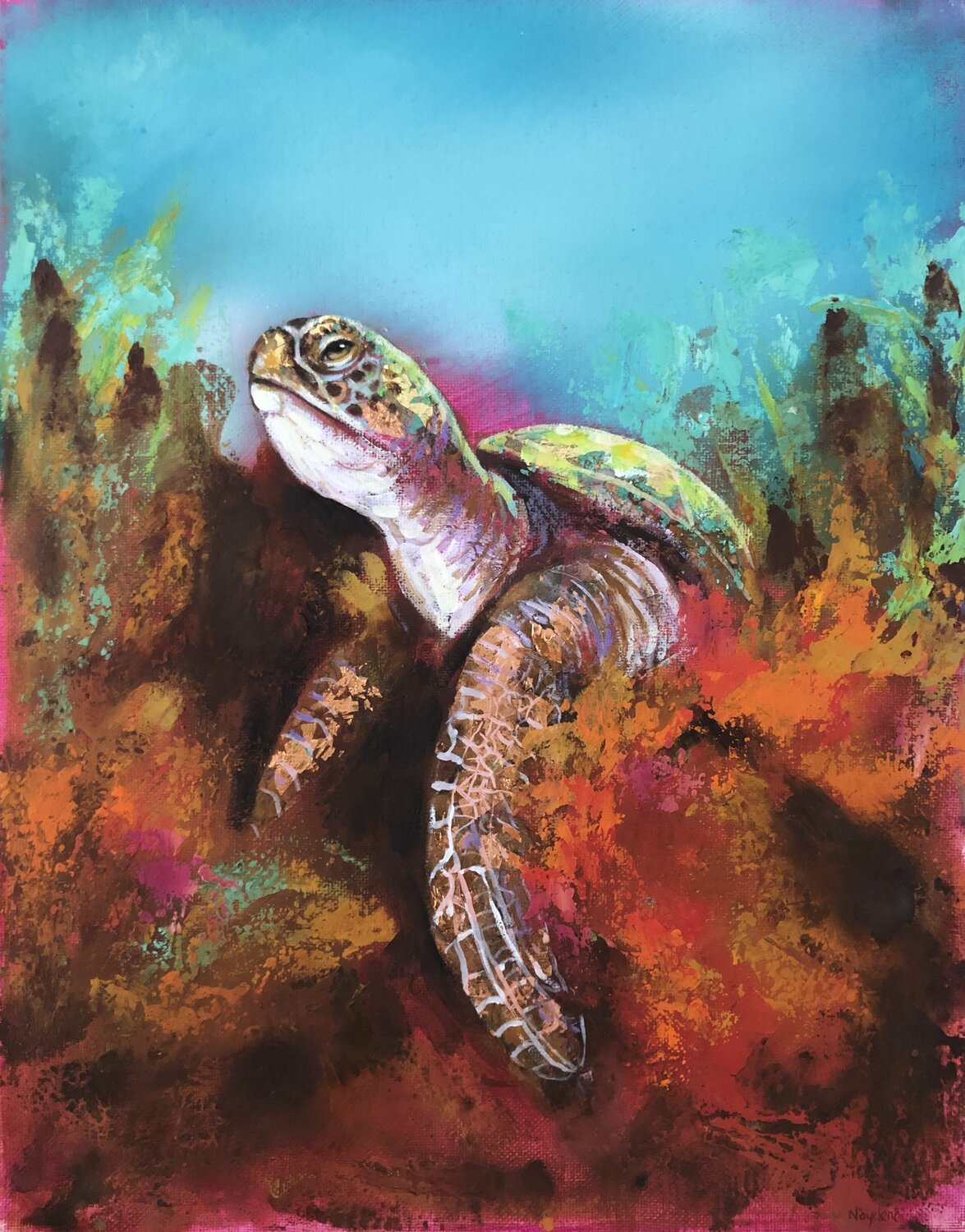 Sea Turtle Oil Painting