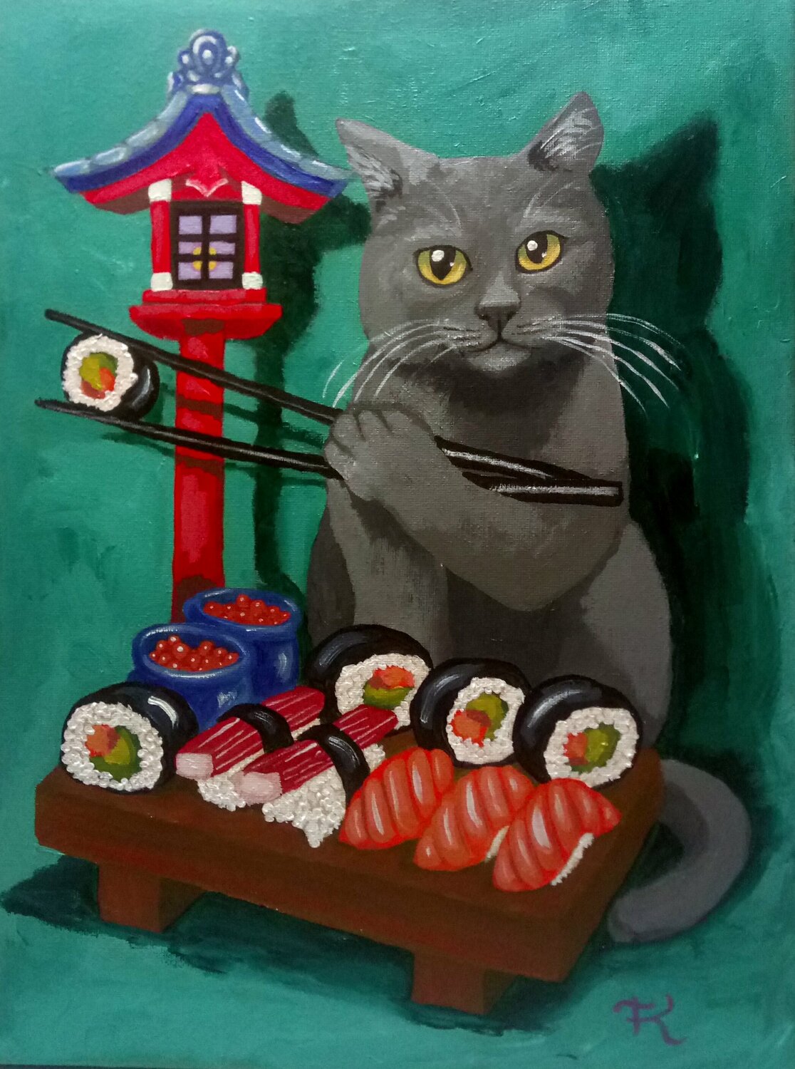 Cat With Sushi Poster