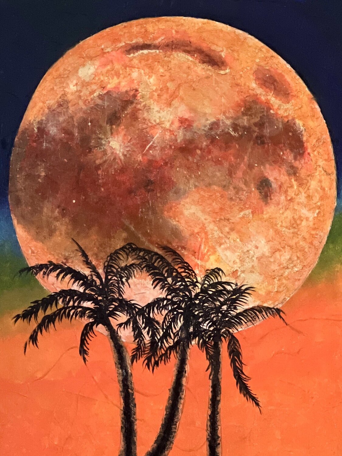 Tropical Orange Moon by Andy Hollimon (2023) : Painting Acrylic on ...