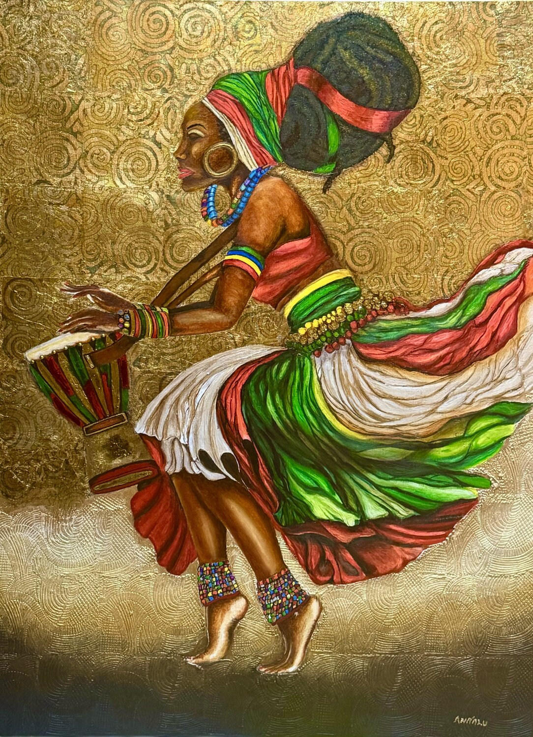 Nubian 15 Conguera by Andy Hollimon (2024) : Painting Acrylic, Oil on ...