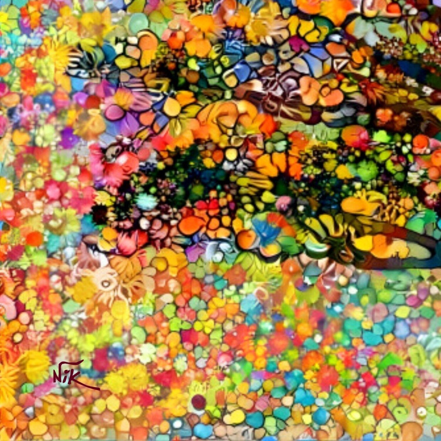 FLOWER TREE 2 von Nik Tod (2022): Malerei Acryl, Siebdruck auf Leinwand ...