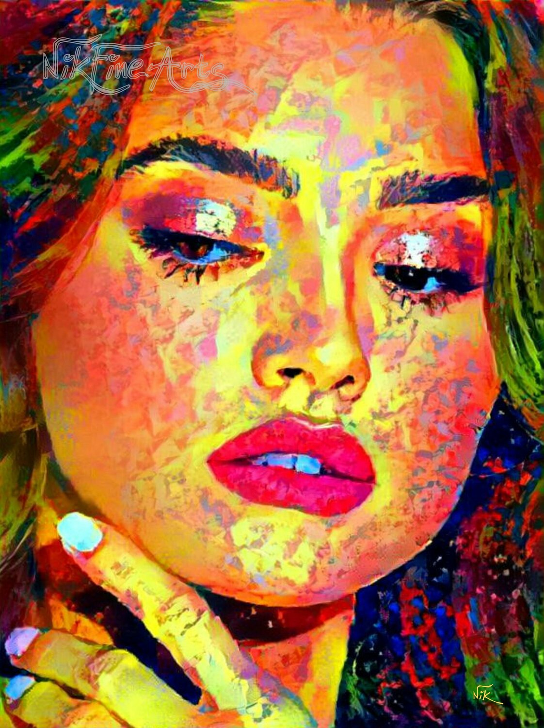 BEAUTIFUL LADY FACE by Nik Tod (2021) : Painting Acrylic, Screen ...