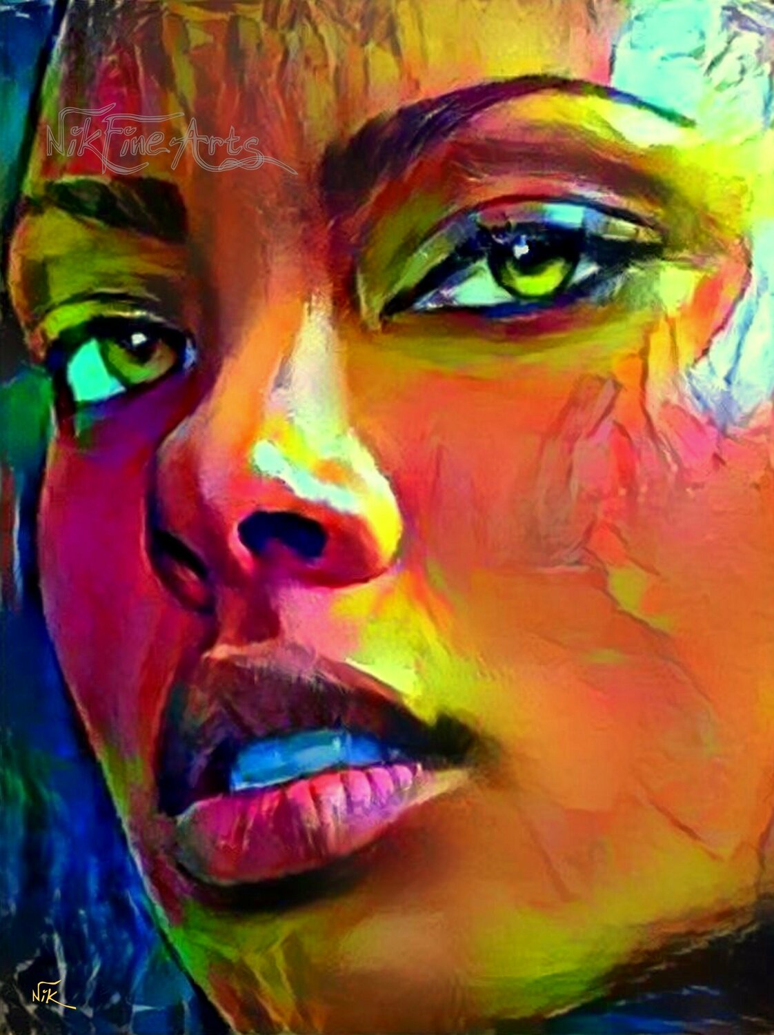 BEAUTIFUL AFRICAN FACE OF WOMAN by Nik Tod (2021) : Painting Acrylic ...