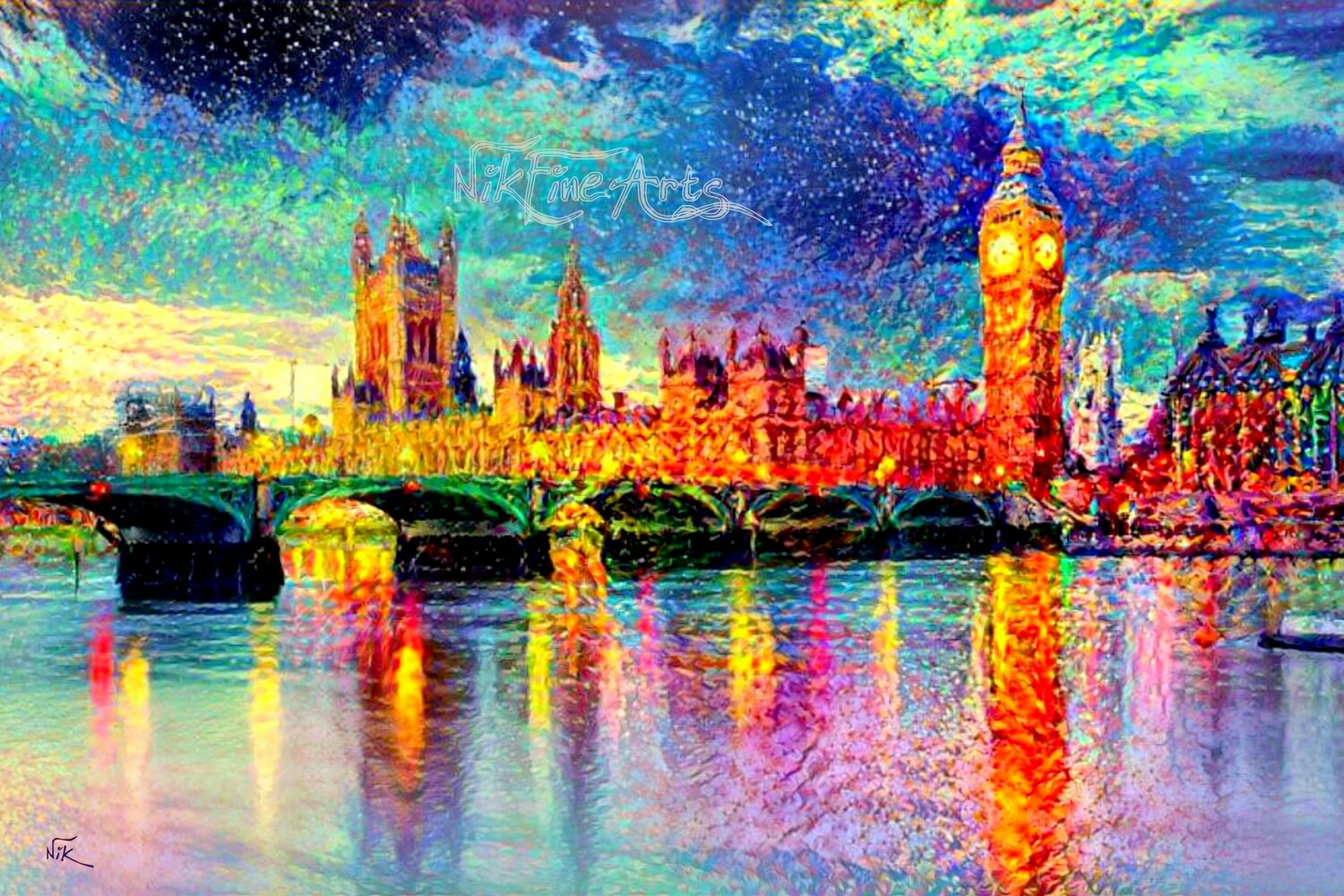 LONDON WESTMINSTER WITH THAMES by Nik Tod (2021) : Painting Acrylic ...