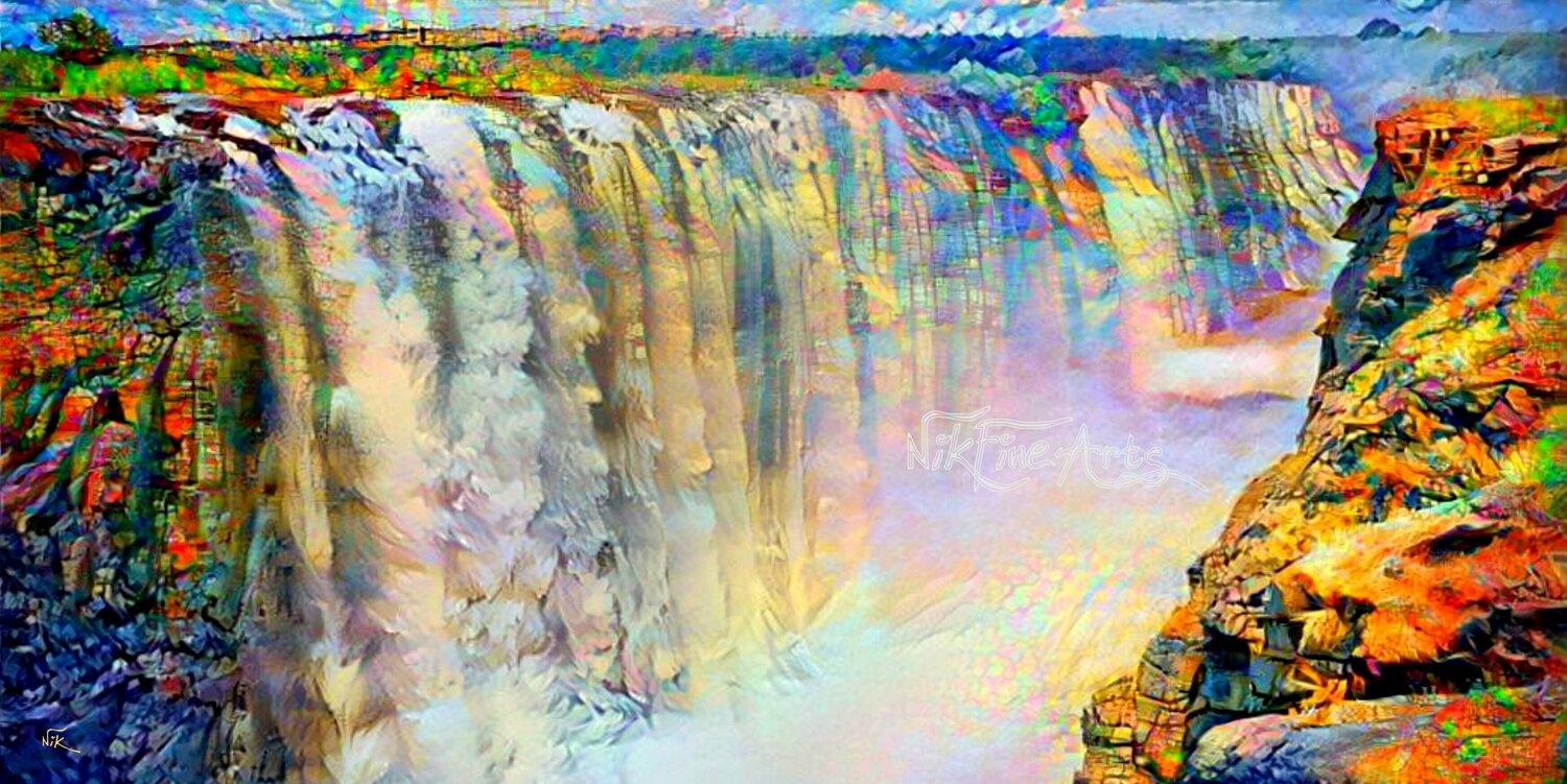 VICTORIA FALLS by Nik Tod (2021) : Painting Acrylic, Screen Printing on ...