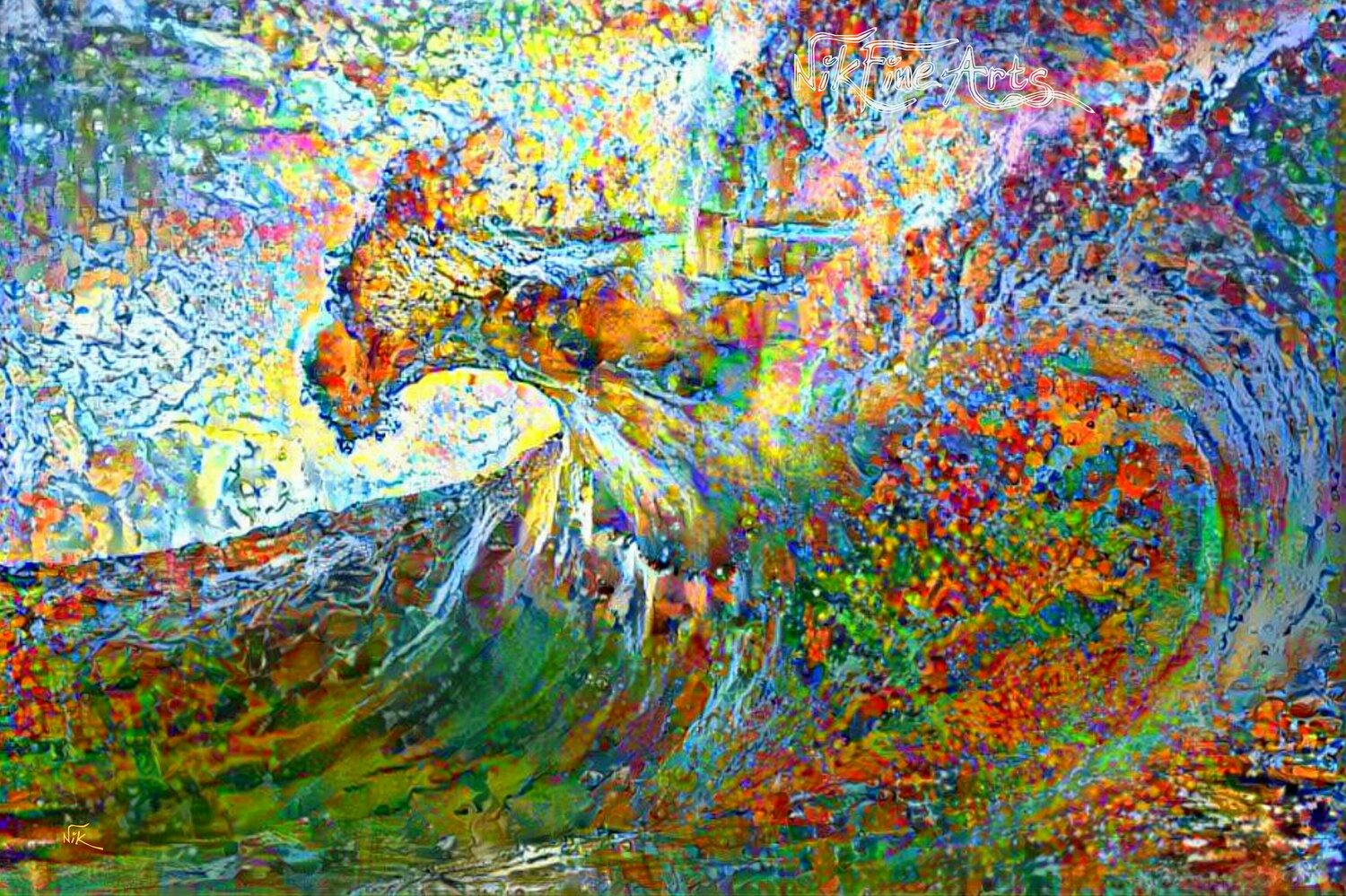 THREE BIG WAVES by Nik Tod (2021) : Painting Acrylic, Screen Printing ...