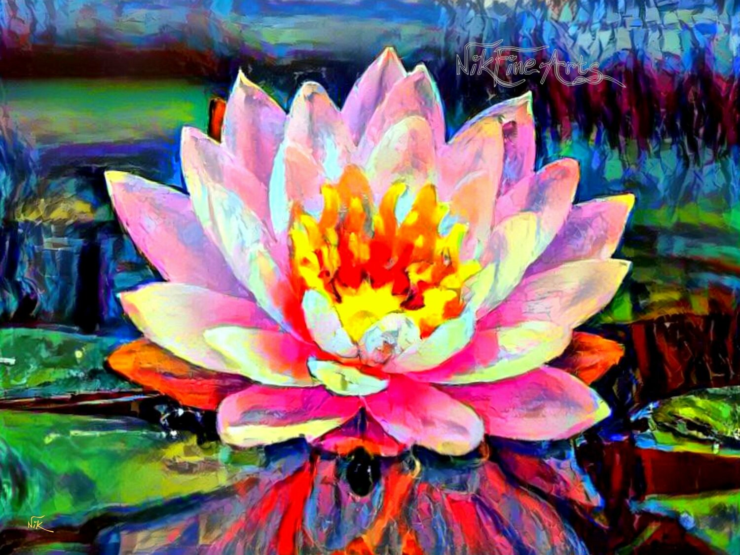 WATER LILY 2 by Nik Tod (2021) : Painting Acrylic, Screen Printing on ...