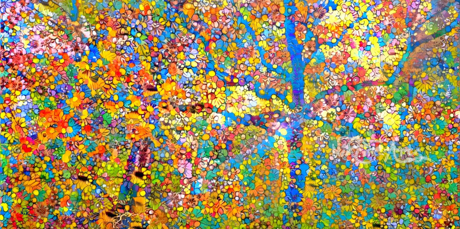 MODERN FLORAL FOREST by Nik Tod (2021) : Painting Acrylic, Screen ...