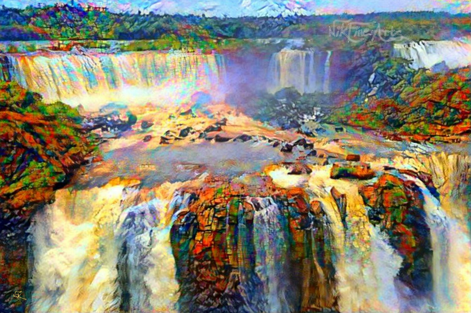 IGUAZU FALLS by Nik Tod (2021) : Painting Acrylic, Screen Printing on ...