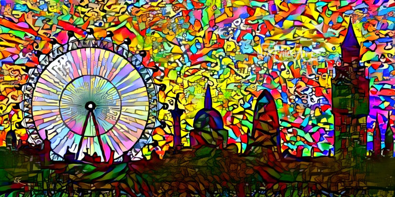 LONDON CITYSCAPE 2 by Nik Tod (2022) : Painting Acrylic, Screen ...