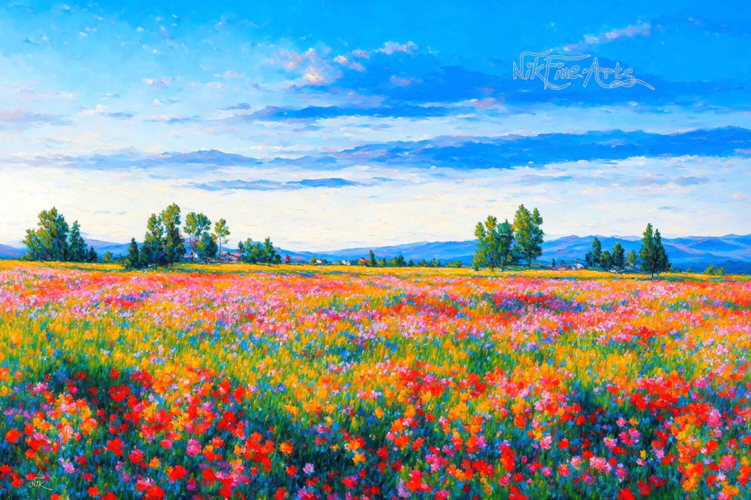 WILDFLOWERS FIELD by Nik Tod (2023) : Painting Acrylic, Screen Printing ...