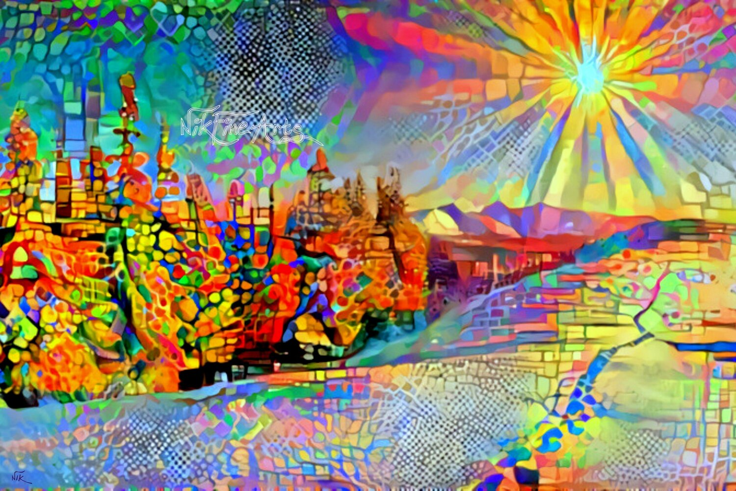 SUNRISE IN THE MOUNTAIN by Nik Tod (2020) : Painting Acrylic, Lacquer ...