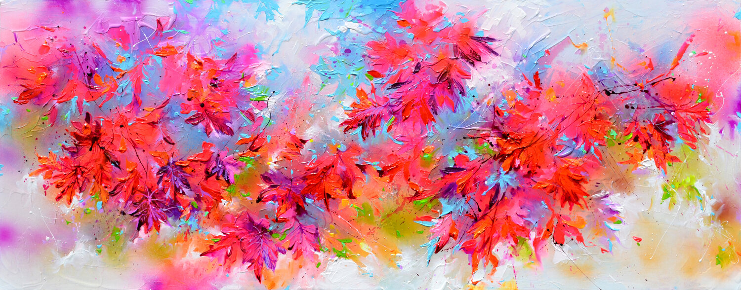 Japanese Garden - Red Maple Tree - Pallet Knife Relief Painting by ...