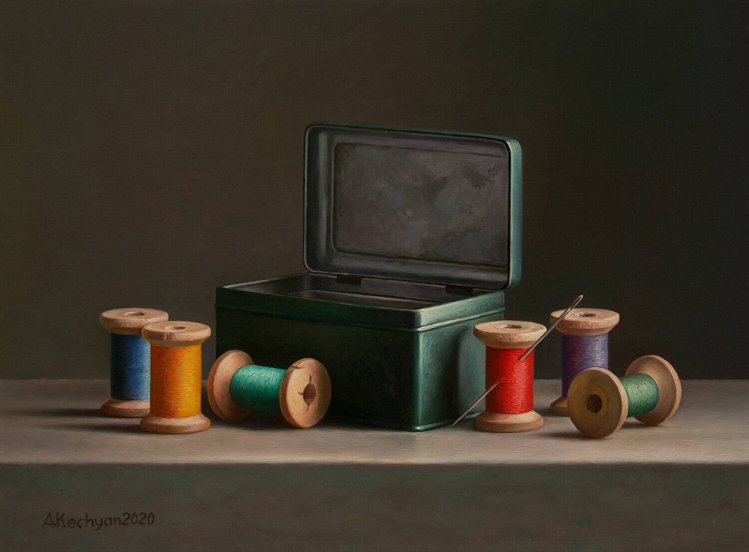 Still life with cotton bobbins by Albert Kechyan (2020) : Painting Oil ...
