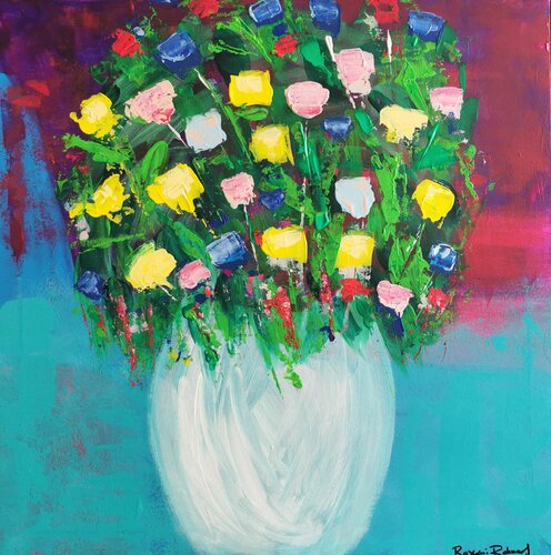 Les Fleurs von Roxani Rohner (2020): Malerei Acryl auf Leinwand - Singulart