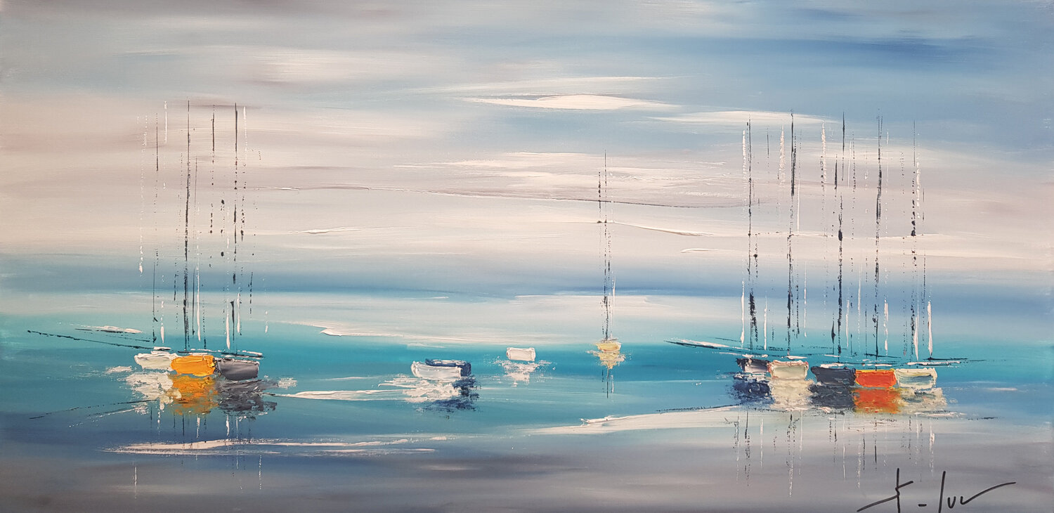 Bleu Lagon by MICHEL SAINT-LUC (2023) : Painting Oil on Canvas - Singulart