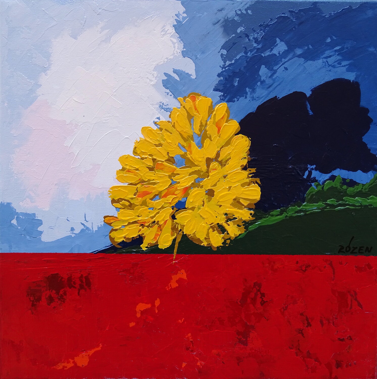 Yellow tree by Livien Rózen (2022) : Painting Acrylic on Canvas - Singulart